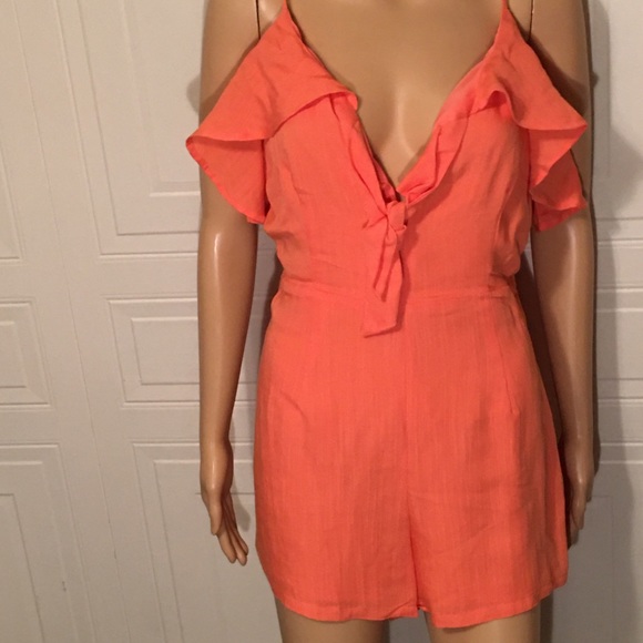 Pants & Jumpsuits | Umgee Deep V Tie Adjustable Spaghetti Strap Ruffle ...